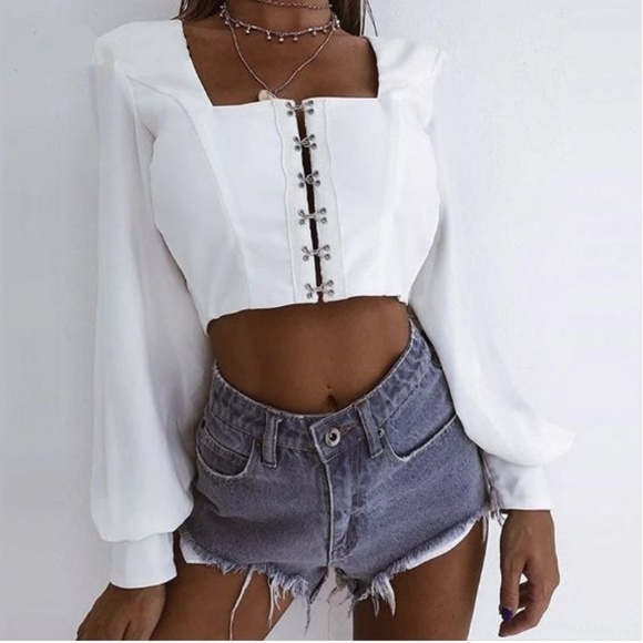 Tops | Backless White Color Blouse Size L | Poshmark